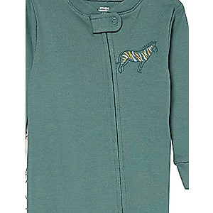 Amazon Essentials Baby Girls' Snug-Fit Cotton Footed Sleeper Pajamas, Pack of 3, Safari, 18 Months