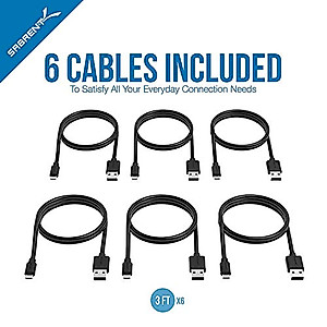 SABRENT [6-Pack 22AWG Premium 3ft Micro USB Cables High Speed USB 2.0 A Male to Micro B Sync and Charge Cables [Black] (CB-UM63)