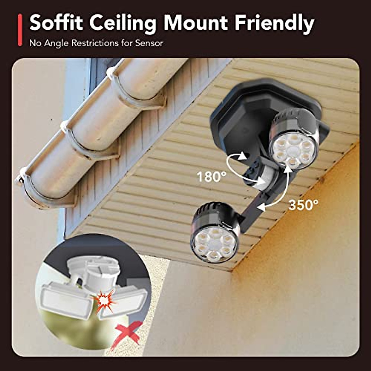 OREiN Led Flood Light Outdoor Motion Sensor, 450° Wide Adjustable 12W(150W Equiv) 5000K Security Lights with 3 Modes, IP65 Waterproof Motion Detector Light for Outside, Garage Patio House（Black）