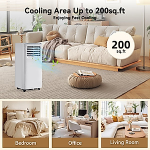 Breezestival Portable Air Conditioner, 8000 BTU Dehumidifier with Remote Control, 4-in-1 Portable AC Unit with Remote Control, Digital Display, 24 Hours Timer, Installation Kits, Free Standing