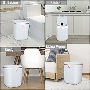 WIYYH Touchless Trash Can with Lid - 4.5 Gallon Smart Trash Can Automatic, Motion Sensor Garbage Can Trash Bin for Bathroom Kitchen Office Bedroom Restroom RV