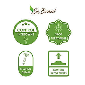 Bye Bump Green Cream by Se-Brázil for Stubborn Ingrown hairs, Razor Bumps and Body Acne Spot Treatment, Dual Action: Use as a Mask or Shaving Cream, 2 oz