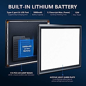 Neewer Ultra-Slim LED Video Soft Light Panel, Dimmable On Camera Video Lighting for DSLR Cameras Photography with LCD Display/3200-5600K/CRI 95+/Built-in Battery for Studio Photo Video Shooting