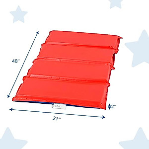 Children's Factory, CF400-509RB, Angels Rest 2" Toddler Nap Mat, Red-Blue, 4 Section Classroom Sleeping Mat, Kids Daycare or Preschool Waterproof Mat
