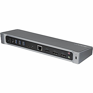 StarTech.com USB-C Dock - 4K Triple Monitor Laptop Docking Station with Dual DisplayPort & HDMI - 100W Power Delivery - USB-C, 4x USB-A Hub - USB 3.1 Gen 1 Type-C Dock - Windows & MacBook (DK30CH2DEP)