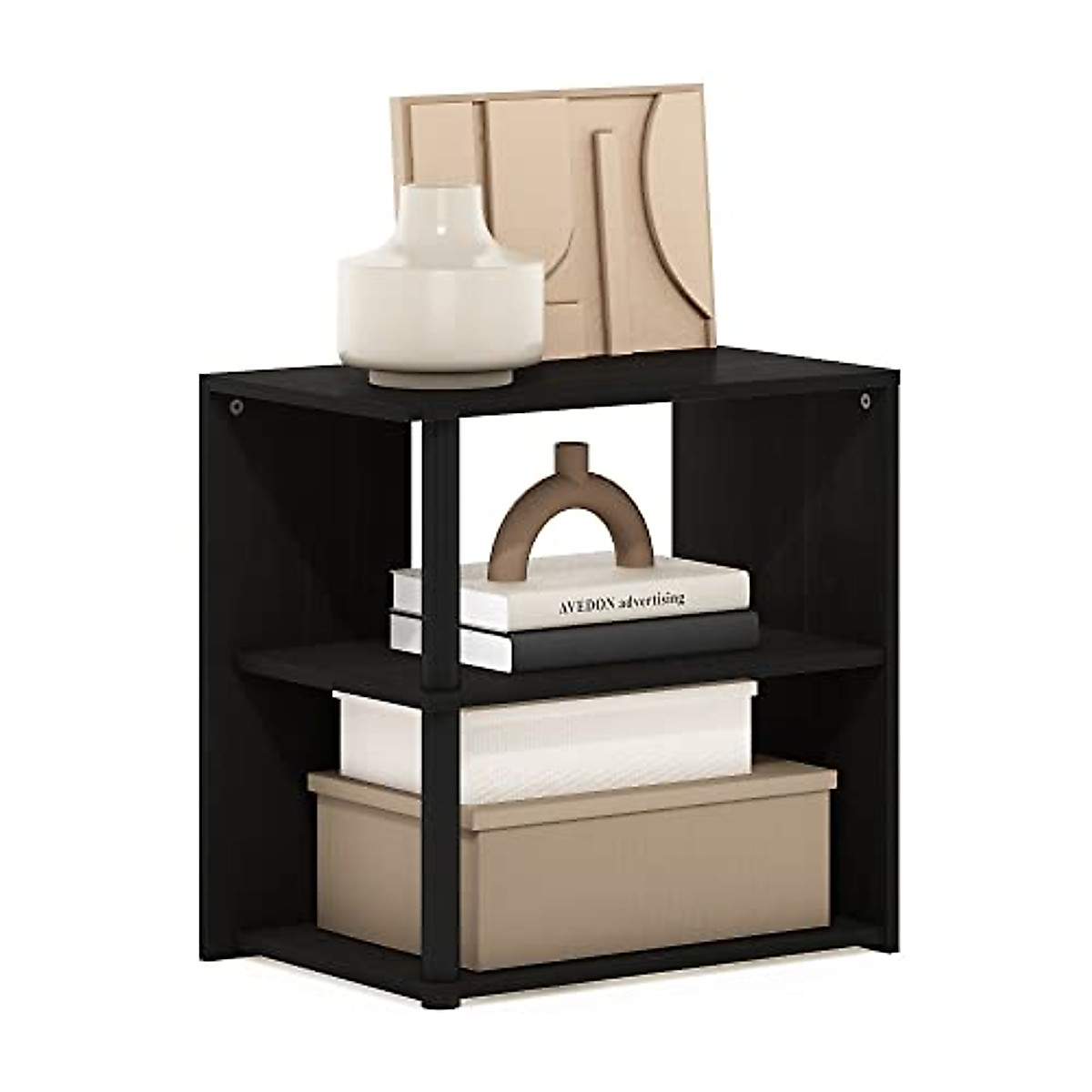 Furinno Romain 2-Tier End Table, Espresso/Black