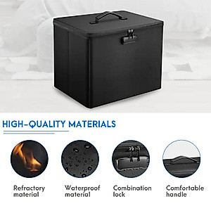 Tamfile Ottoman with Storage, Fireproof Safe Folding Ottoman for Documents, Waterproof Foot Rest Stool with Storage,17 Inches Short Ottoman with Lock, Ottoman Foot Rest for Living Room