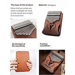 17 Keys Kalimba Mahogany/Acacia Thumb Piano Mbira African Musical Instrument Finger Piano Gifts for Kids and Adults Beginners Teclado Instrumento (Crane, Gradient Brown)