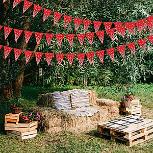 5 Pack Western Cowboy Party Decorations Bandana Pennant Banner Western Cowboy Banner Wild West Decor Western Cowboy Themed Yee Haw Country Party Decoration Supplies 9.8 x 5 ft(Red Paisley)