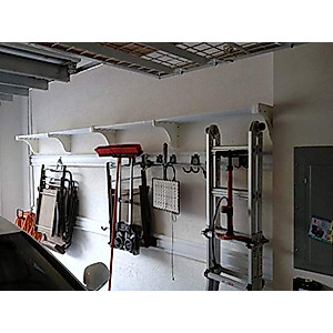 EZ Shelf–2 Pack DIY Expandable Garage Shelves(Each Expands 64" to 120")–White–Easy to Install-Wire Shelving Alternative–Strong(up to 250 lbs)-Wall Mounted Garage Organizer Storage Kit (EZS-G-SW120-2)