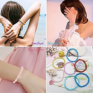 SONNYX 12Pcs Gemstone 6mm Semi Precious Round Beaded Bracelet Set For Women Men Healing Crystal Stretch Energy Stone Bead Bracelets Jewelry