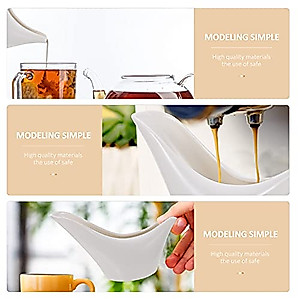 YARNOW Gravy Boat Ceramic White Gravy Boat for Salad Dressings Milk Broth Creamer Black Pepper Creamer Pitcher Milk Cup (White)