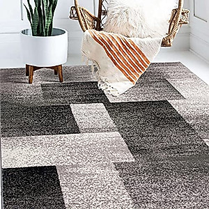 Rugshop Modern Distressed Boxes Area Rug 5' x 7' Gray