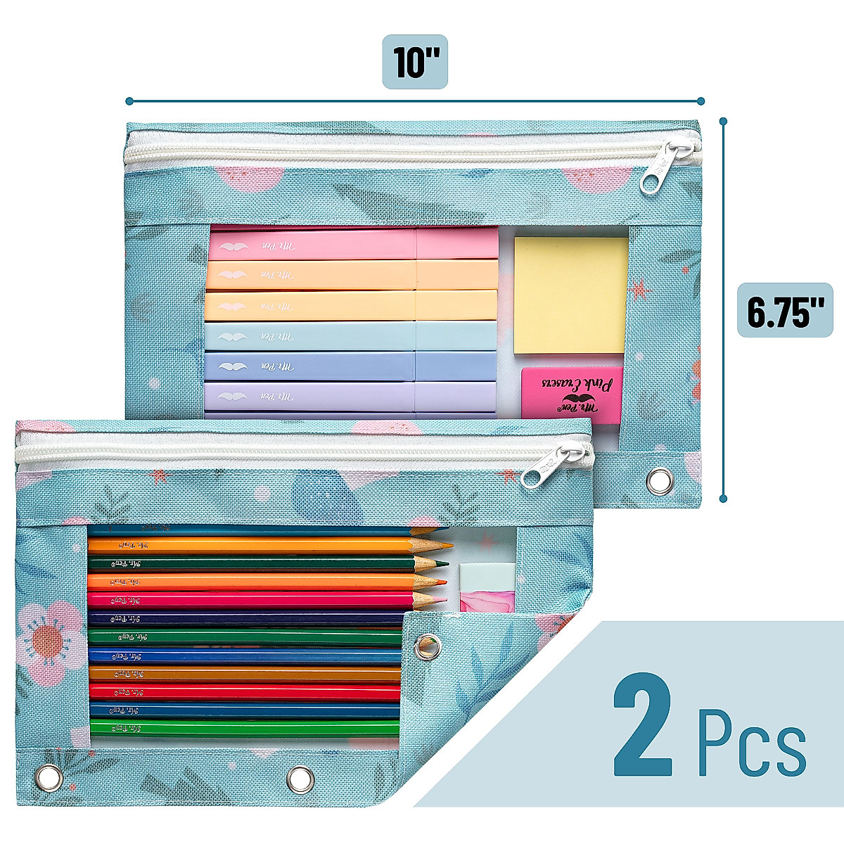 Mr. Pen- Pencil Pouch, 2Pack, Pencil Pouches, Pencil Pouch for 3 Ring Binder Pencil Pouch, Pencil Cases, Pencil Case for Binder Pouch, Zipper Pencil Pouch, 3 Ring Binder Pouch, Pencil Bags with Zipper