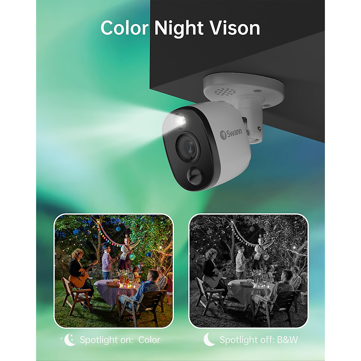 Swann Home DVR Security Camera System with 2TB HDD, 16 Channel 8 Camera, 4K Ultra HD Video, Indoor or Outdoor Wired Surveillance CCTV, Color Night Vision, Heat Motion Detection, LED Lights, 1655808