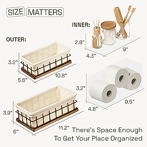 BAOBAB WORKSHOP Toilet Paper Basket for Bathroom Organizing - Bathroom Basket Organizer - Toilet Basket Tank Topper - Toilet Paper Holder for Toilet Top Organizer, Shelf - Tank Top Basket Set of 2