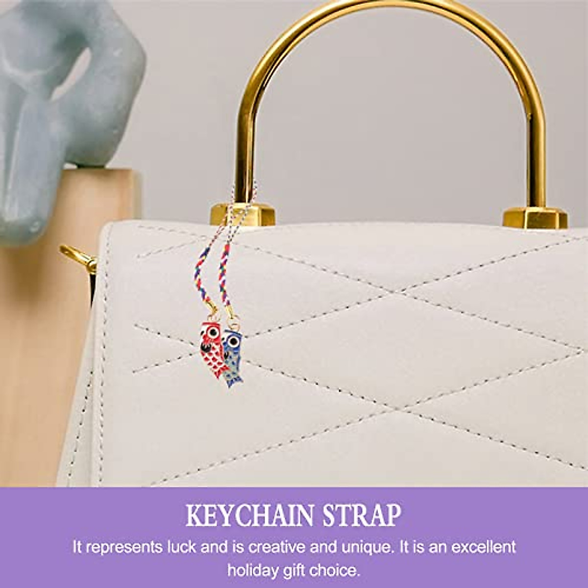 Veemoon 2pcs Cell Phone Charms Chain Japanese Koinobori Carp Streamer Hanging Pendant Phone Lanyard Cell Phone Strap for Phones ID Badge Bags Decor