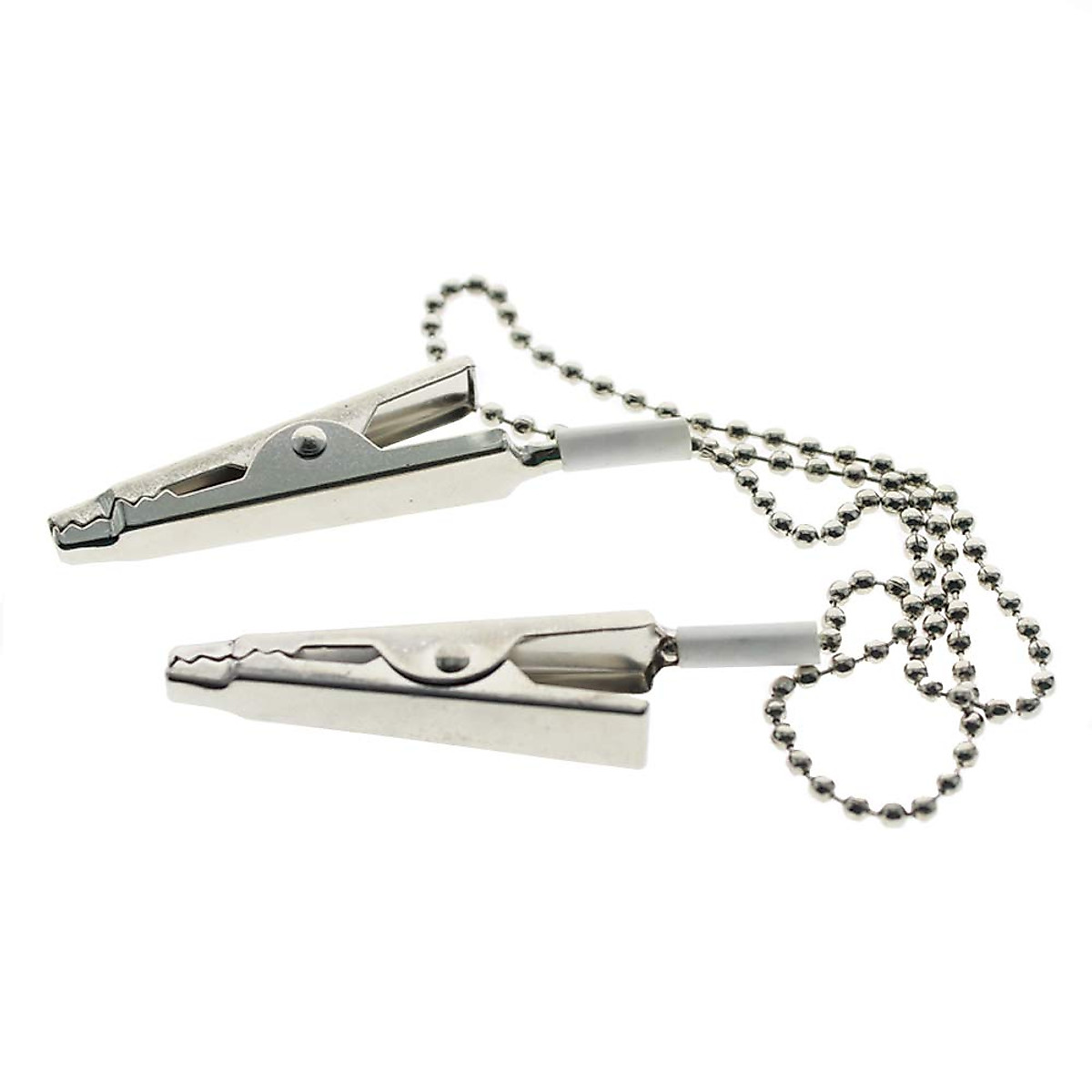 3PCS 12Inch Metal Beads Napkin Clip Chain Bib Holder Baby Elderly Adult Bib Clip Neck Strap Dental Ball Chain Clips Double-end Alligator Clip Clamp Neck Lanyard Strap