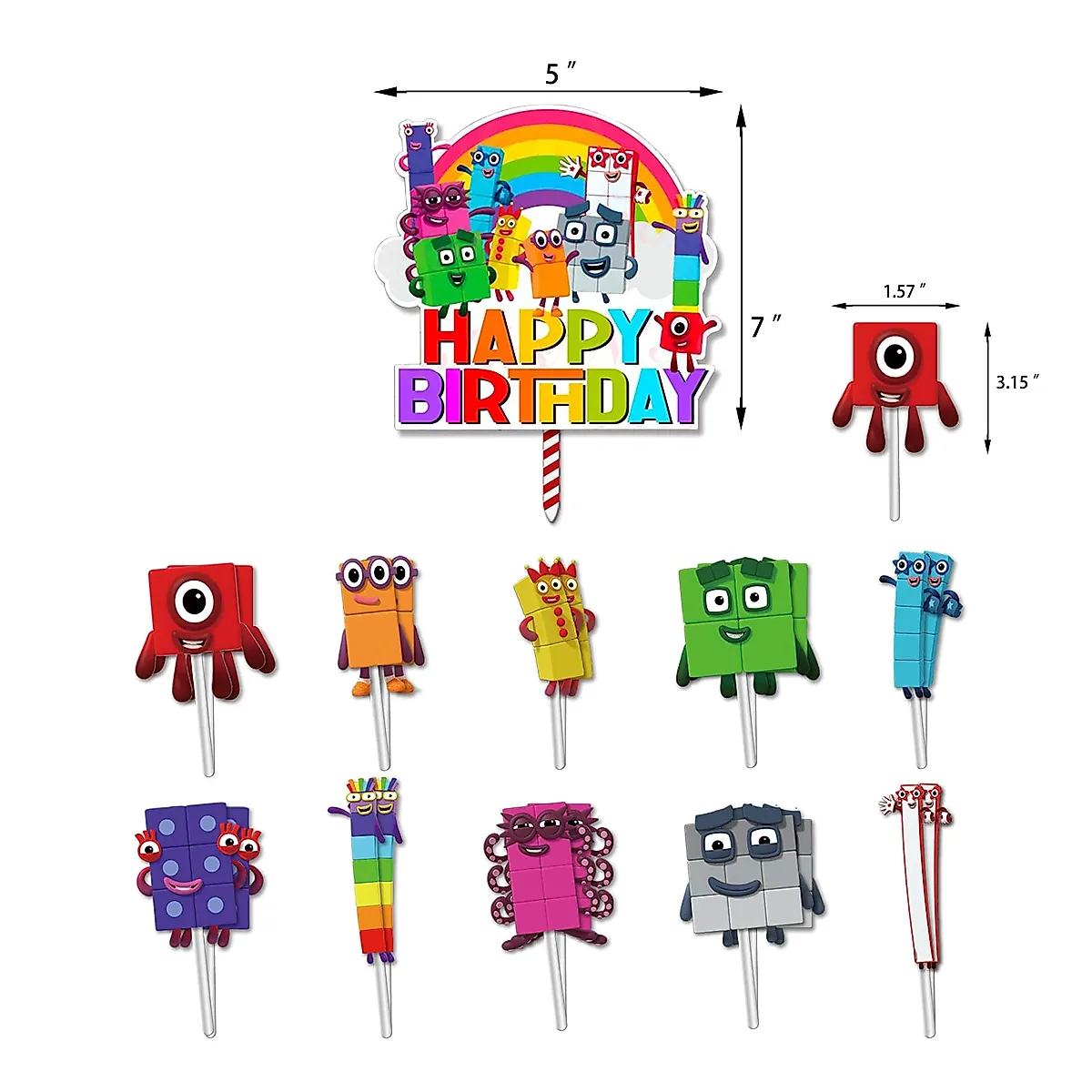 YAYJOY Numberblocks Party Decorations Numberblocks Stickers,Cake Toppers,Balloons,Party Banner,Home Decoration for Kid's Birthday Party