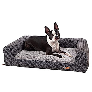 K&H PET PRODUCTS Air Sofa Inflatable Dog Bed, Lightweight Air Mattress Pet Bed, Indoor/Outdoor Bed for Seniors, Camping, Travel and More, Gray/Geo Flower Small 18 X 24 Inches