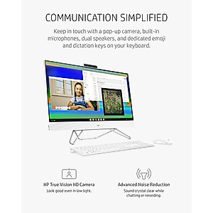 HP 27” All-in-One Desktop PC, AMD Ryzen 7 5700U, 12 GB RAM, 256 GB SSD & 1 TB Hard Drive, Full HD IPS Display, Windows 11 Pro, 720p Privacy Webcam, Dual Mics, Keyboard and Mouse (27-CB0052, 2022)