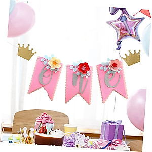 ifundom Girl High Chair High Chair Decoration Baby Birthday Decor Bunting Garland One Birthday Party Banner One Birthday Highchair Garland 1st Birthday Ribbon Baby Girl Three-dimensional