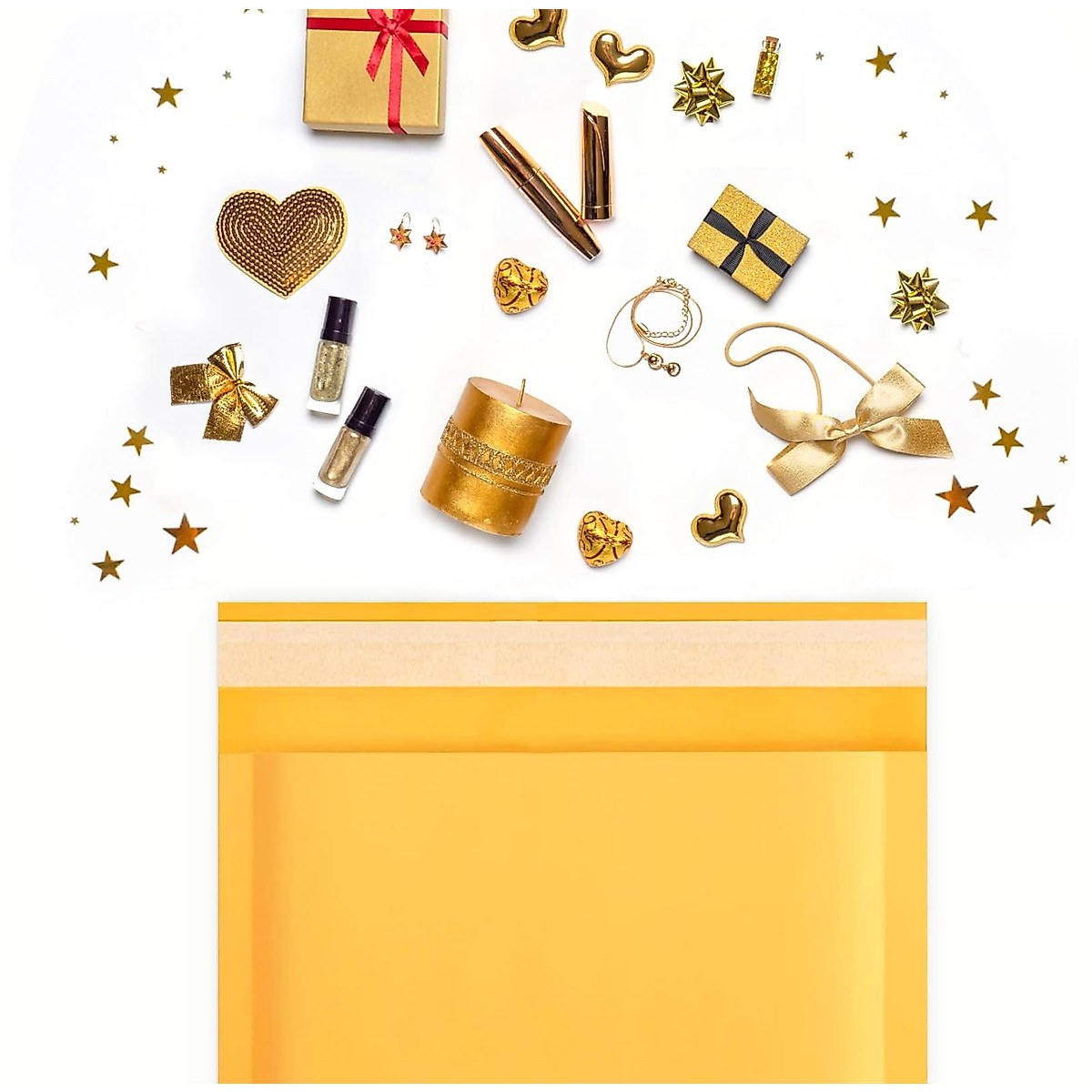 HBlife 50Pcs Bubble Mailers, 4x8 Inches Self Seal Kraft Poly Mailers, Padded Envelopes Shipping Bags Packaging for Small Business