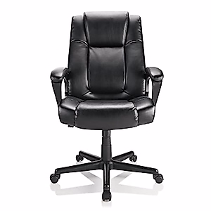 Realspace® Hurston Bonded Leather High-Back Executive Chair, Black, BIFMA Certified