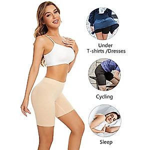 POKARLA 4 Pack Women's Cotton Underwear Boxer Shorts Anti Chafing Bike Shorts Boyshorts Panties Regular & Plus Size(Small)