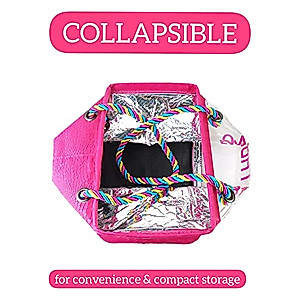 Foldable Waterproof Multipurpose Tote, Gym Bag, Shower Caddy with Filter Mesh Bottom, For Dorm College Essentials, Bathroom, Camp, Swimming Pool, Beach, Shower Carrier Pink