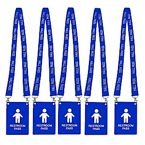 Hall Pass Lanyards with Large Card Passes, Unbreakable School Classroom Passes Set for Teacher Parents (Blue)