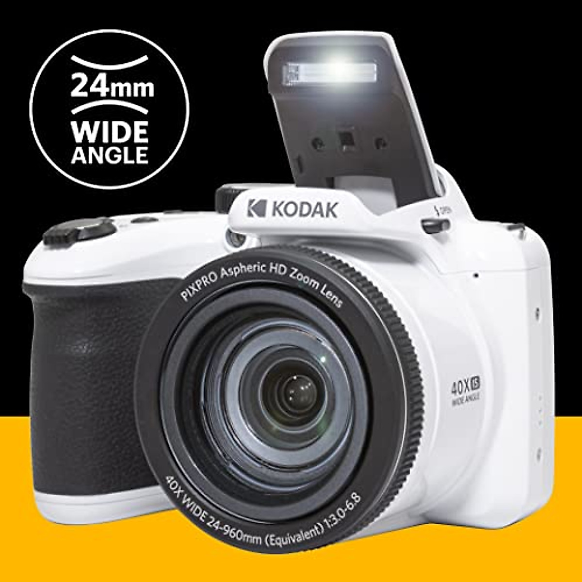 KODAK PIXPRO Astro Zoom AZ405-WH 20MP Digital Camera with 40X Optical Zoom 24mm Wide Angle 1080P Full HD Video and 3" LCD (White)