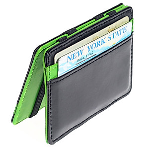 CKLT Men's Fashion Magic Money Clip Leather Minimalistic Slim Wallet Green