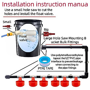 Complete Set of Chicken Waterer and 1/2" PVC T-Pieces, Chicken Waterer Feeder Duck Quail Feeder, Automatic Chicken Watering System, Chicken Nipple Water Cup, Chicken Watering Cups