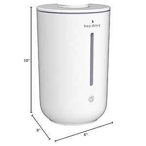 Hey Dewy Wellness Humidifier - for home, office, bathroom spa, or bedroom, with cool utrasonic mist hydration (Pearl)