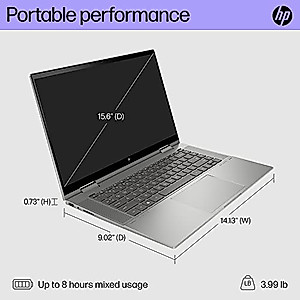 HP Envy x360 15 inch Laptop, FHD Display, Intel Core i7-1355U, 16 GB RAM, 1 TB SSD, Intel Iris Xe Graphics, Windows 11 Home, 15-ew1199nr (2023),Silver
