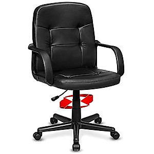 POWERSTONE Office Chair Leather Computer Desk Chair Ergonomic Executive Seating Mid Back Lumbar Support Adjustable Swivel Task Chair