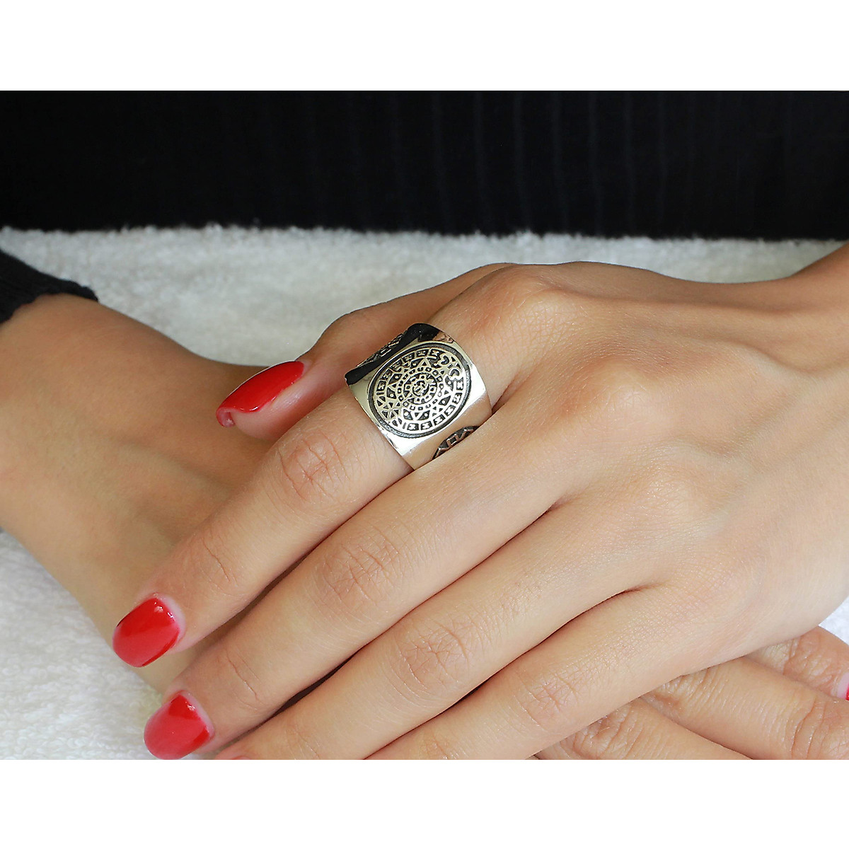 Sterling Silver Aztec Mayan Calendar Ring Size 12