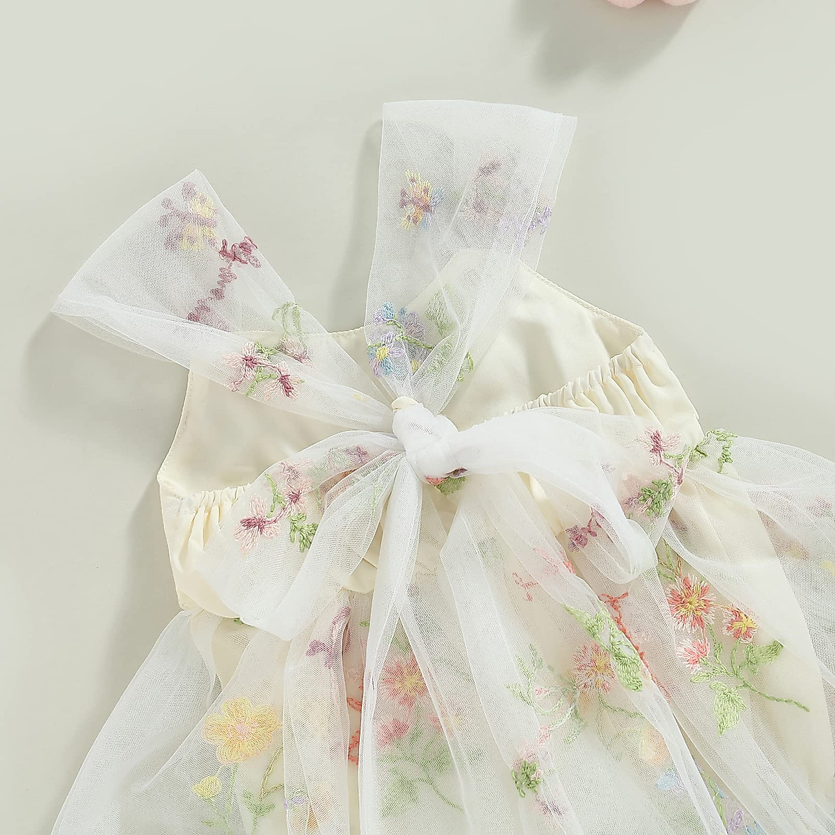 Infant Baby Girls Romper Dress 3 6 9 12 18 Months Onesie Summer Clothes Ruched Jumpsuits Hem Bodysuits Headband (T-Creamy Yellow, 12-18 Months)