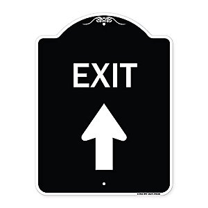 SignMission Designer Series Sign - Exit Sign Exit with Up Arrow | Black & White 18" x 24" Heavy-Gauge Aluminum Architectural Sign | Protect Your Business & Municipality | Made in The USA