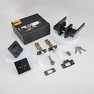 NCSEN Front Door Locksets with Deadbolt, Black Door Handles, Combination Door Lock, Exterior Door Lever (Matte Black)…