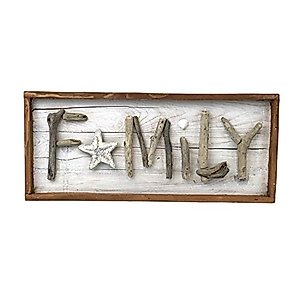 Beachcombers B22136 Reclaimed Wood Metal Family Wall Plaque, 18-inch Length