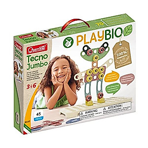 Quercetti - Tecno Jumbo PlayBio - Classic Construction and Building Toy Made with Eco-Friendly Bioplastic, for Kids Ages 3 Years +