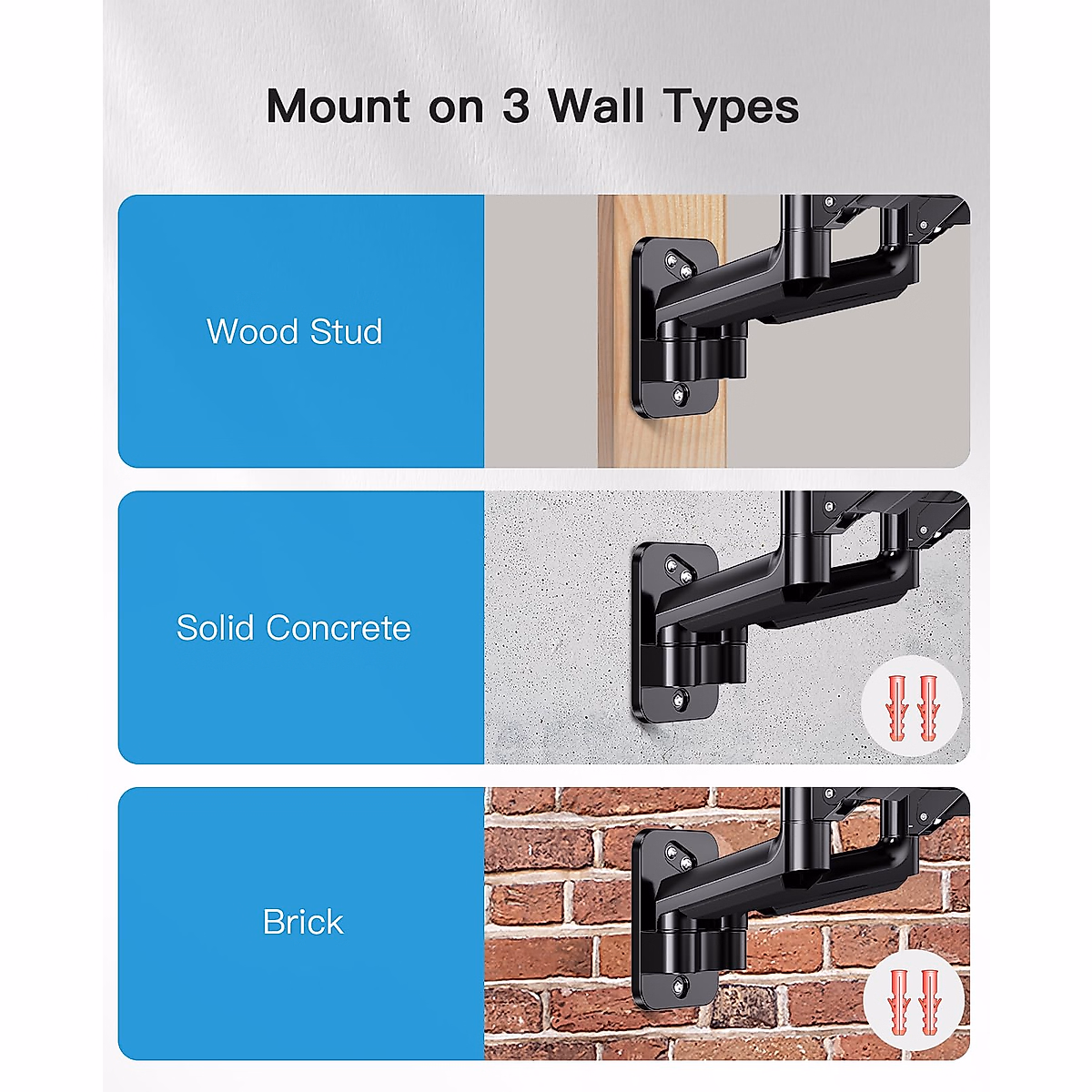 HUANUO Dual Monitor Wall Mount for 17 to 32 Inch Screen, Wall Mount Monitor Arm for 2 Monitors, Each Holds Up to 17.6lbs, Full Motion Wall Monitor Mount with Tilt Rotate Swivel, VESA 75x75 or 100x100