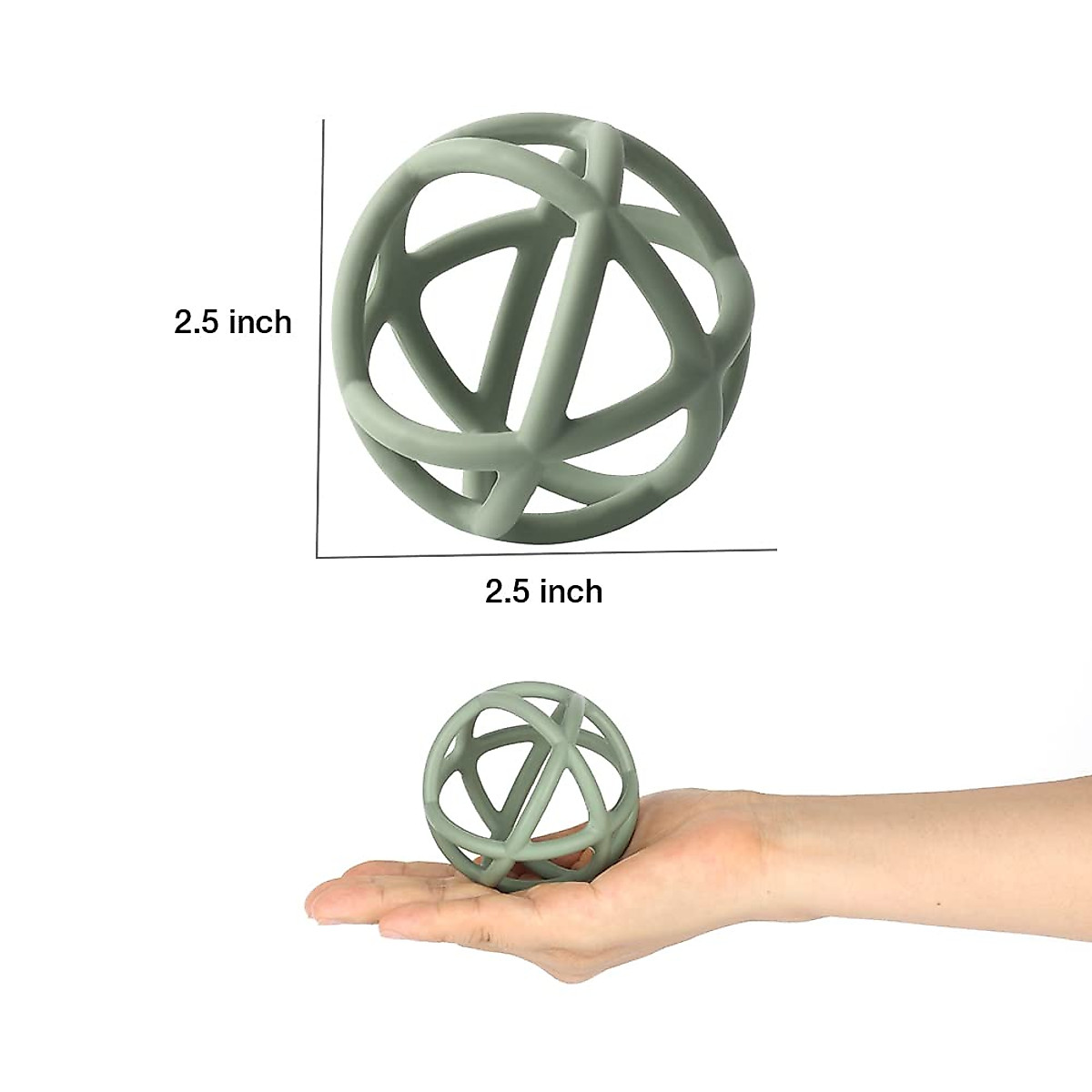 TOPGOMES Baby Teether Ball Toy, BPA Free Silicone Soft Ball Easy to Hold Teether for Babies Ages 6 Months+ (Sage)
