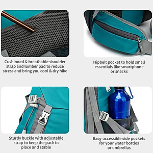 JEBATOXI 36L Waterproof Lightweight Hiking Backpack Daypack with Rain Cover for Backpacking Travel Climbing Camping Skiing