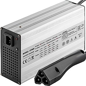 VEVOR Golf Cart Battery Charger 48V Club Car Charger 15A Golf Cart Electric Charger with RXV Plug/LED Club Car Battery Charger Aluminum Shell Power Wise Golf Cart Battery Charger for Ez Go Yamaha
