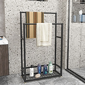 Floor Standing Bathroom Towel Rack Modern 2 Tier Hotel Shower Metal Bath Towel Rack Kitchen Towel Rack Outdoor Pool Gym Beach Towel Rack Laundry Room Drying Rack Storage Rack for Quilts/blankets
