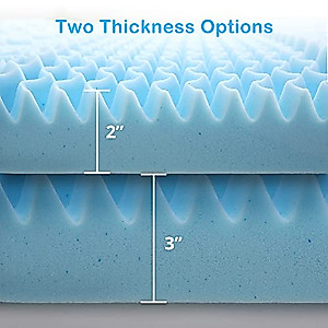 YUGYVOB 7-Zone Mattress Topper Queen, Cooling Gel Infused Mattress Topper, Egg Crate Foam Mattress, CertiPUR-US Certified, 2-Inch (60 * 80 Inch) Blue