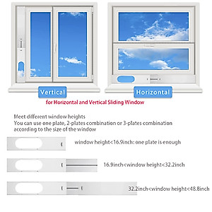 Portable AC Window Kit with 5.1” Exhaust Hose for Sliding Window, Adjustable Air Conditioner Window Vent Kit for Ducting AC Seal Panel for Horizontal&Vertical Window